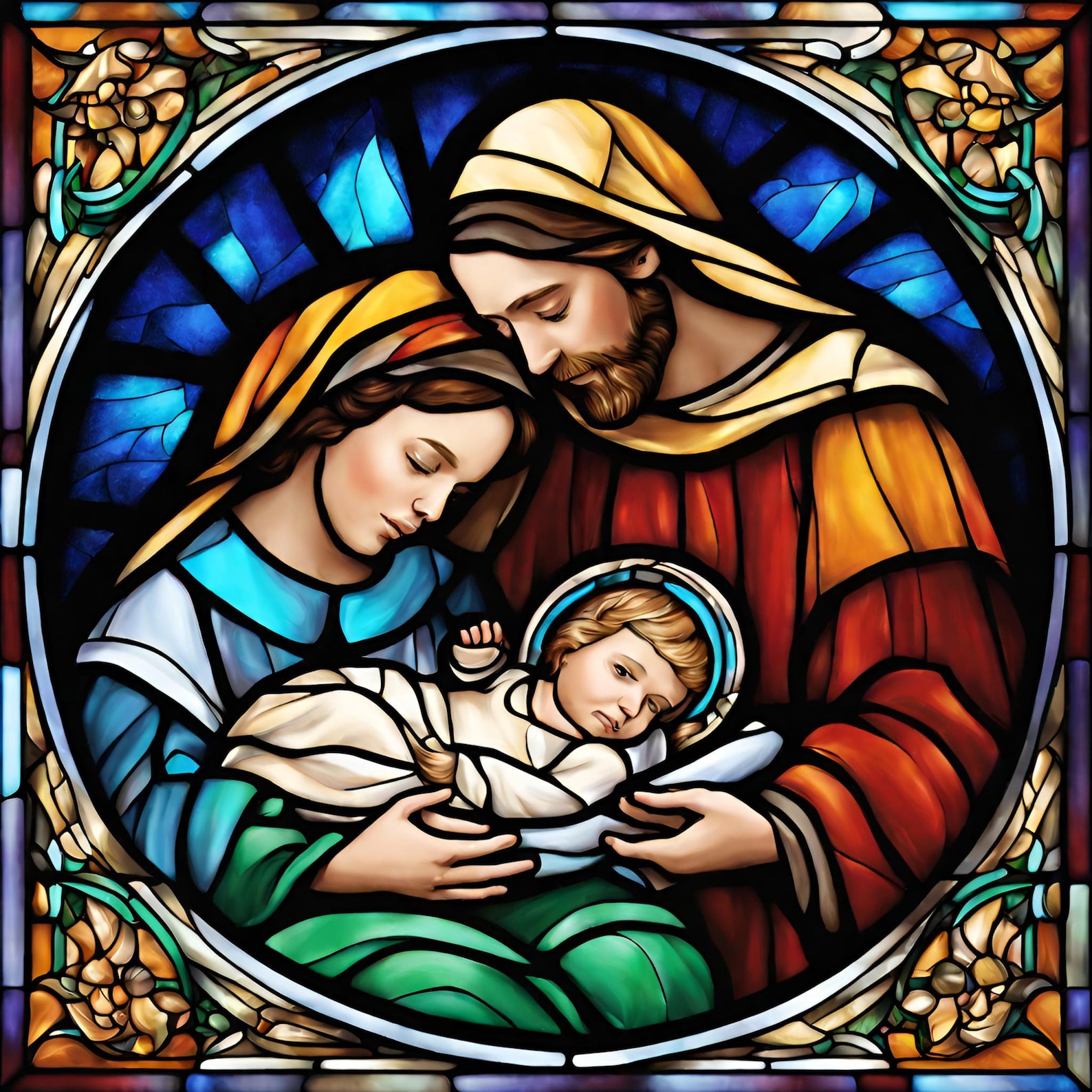 20+ Stained Glass Nativity Scene Clipart , Birth of Jesus Design Bundle ...