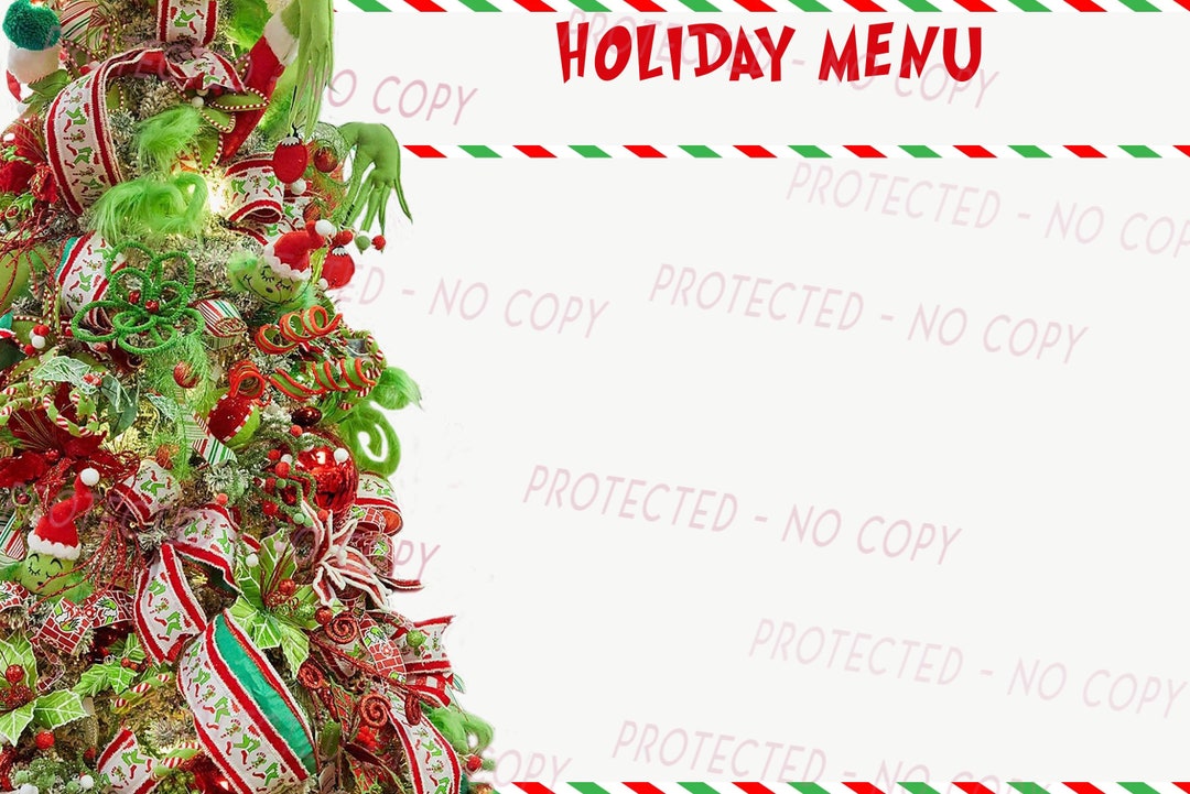 Grinch Tree Menu Design JPEG Single Layer File Baked Goods Adaptable - Etsy
