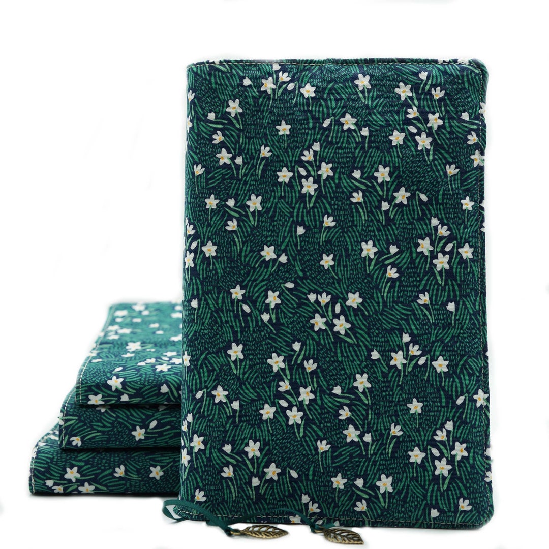 Floral Fabric Book Cover: Personalized Adjustable Book Sleeve With Pen ...