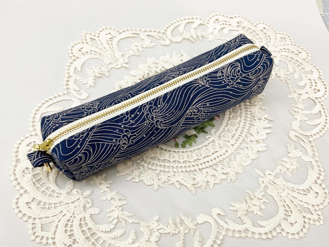 Japanese Ukiyo-e Wave Pencil Case: Personalized Handmade Cotton Pouch ...