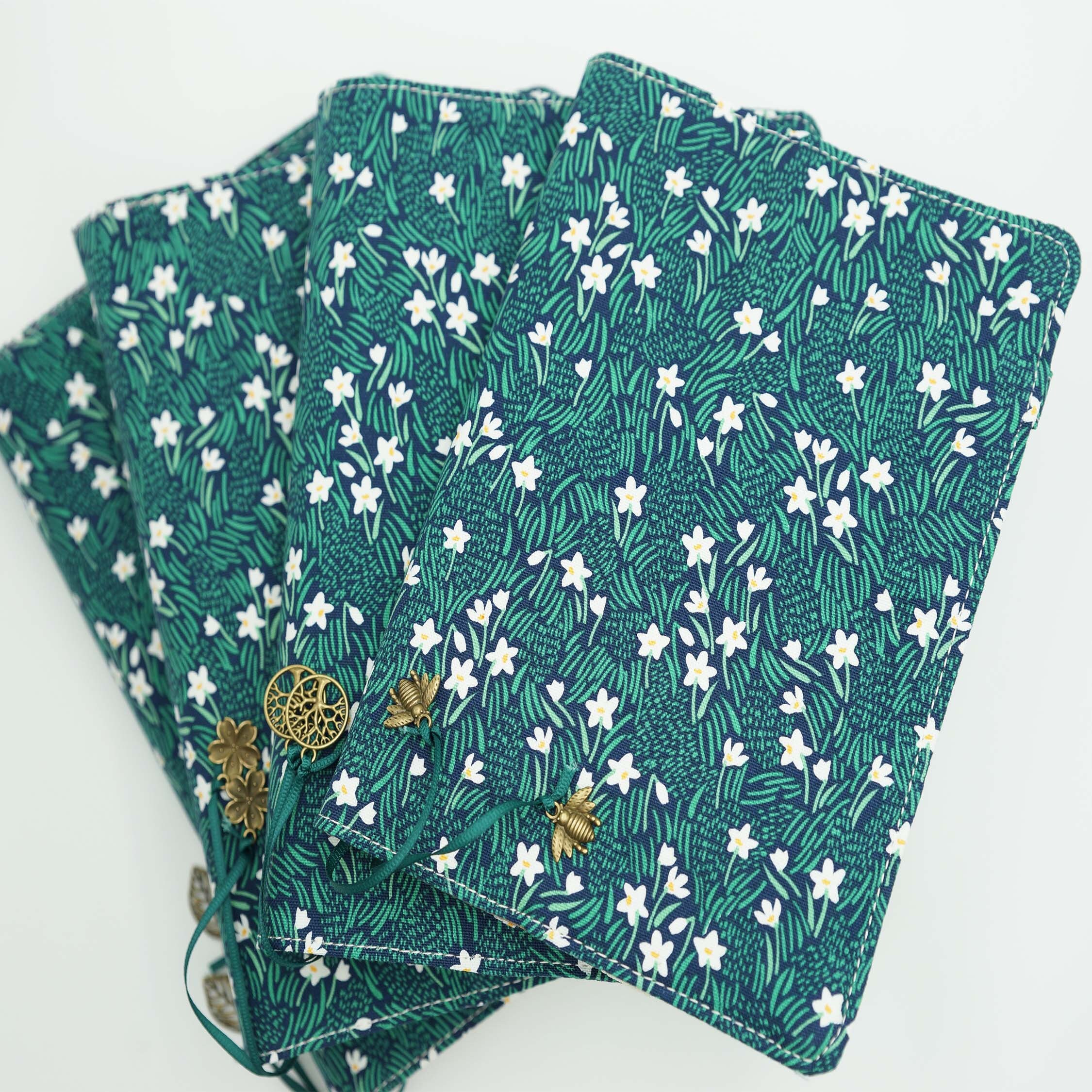 Floral Fabric Book Cover: Personalized Adjustable Book Sleeve With Pen ...
