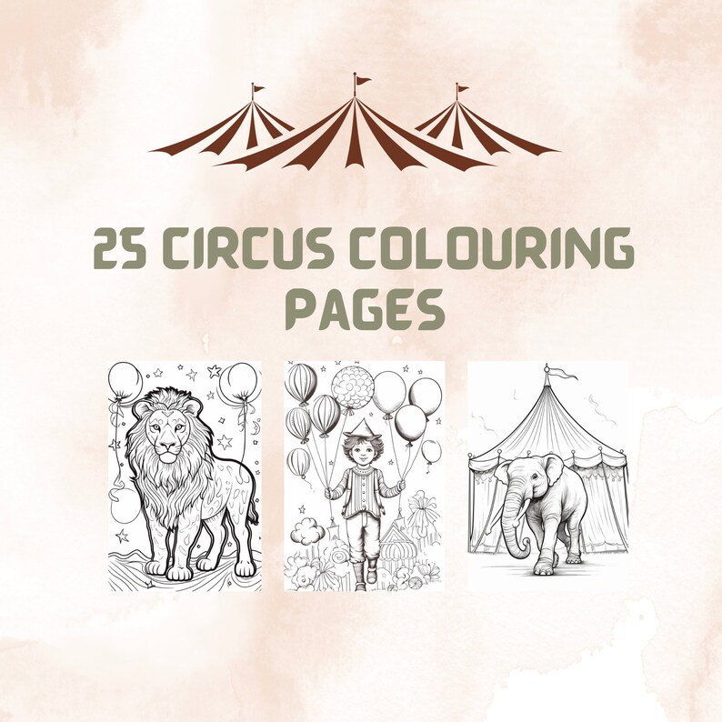 Circus Colouring Pages for Kids, Circus Birthday Party, Kids Activites ...