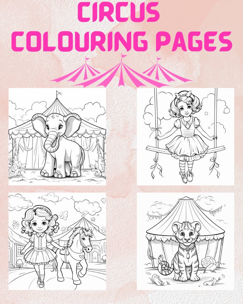 Circus Colouring Pages for Kids, Circus Birthday Party, Kids Activites ...