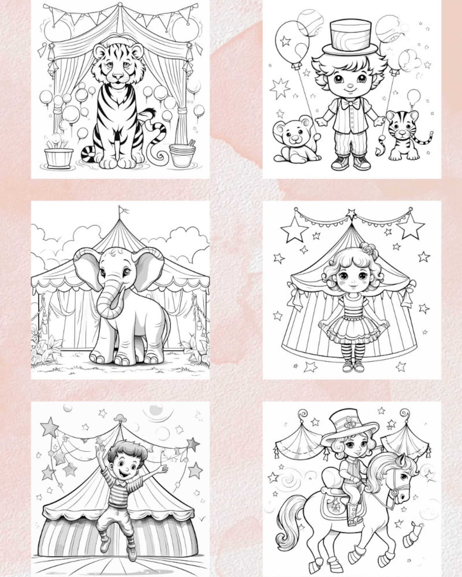 Circus Colouring Pages for Kids, Circus Birthday Party, Kids Activites ...