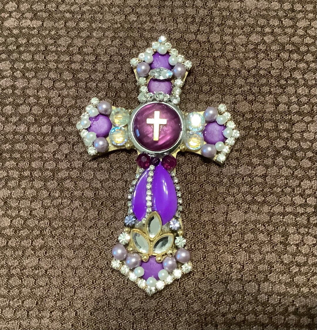 Handcrafted Jeweled Cross Purple/lavender - Etsy