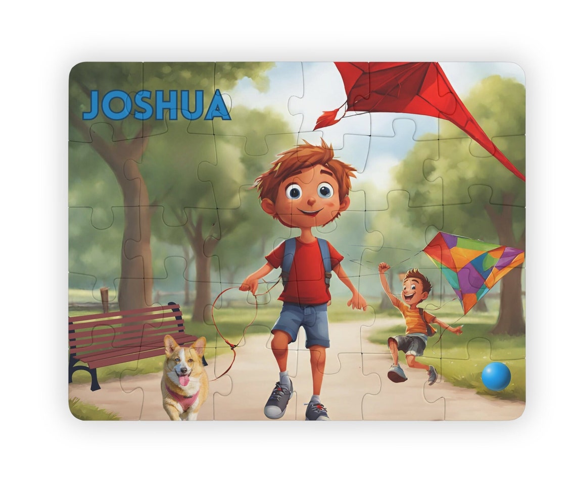 Personalized Kids Puzzle, 30-piece, Boy With Kite Puzzle, Personalized ...