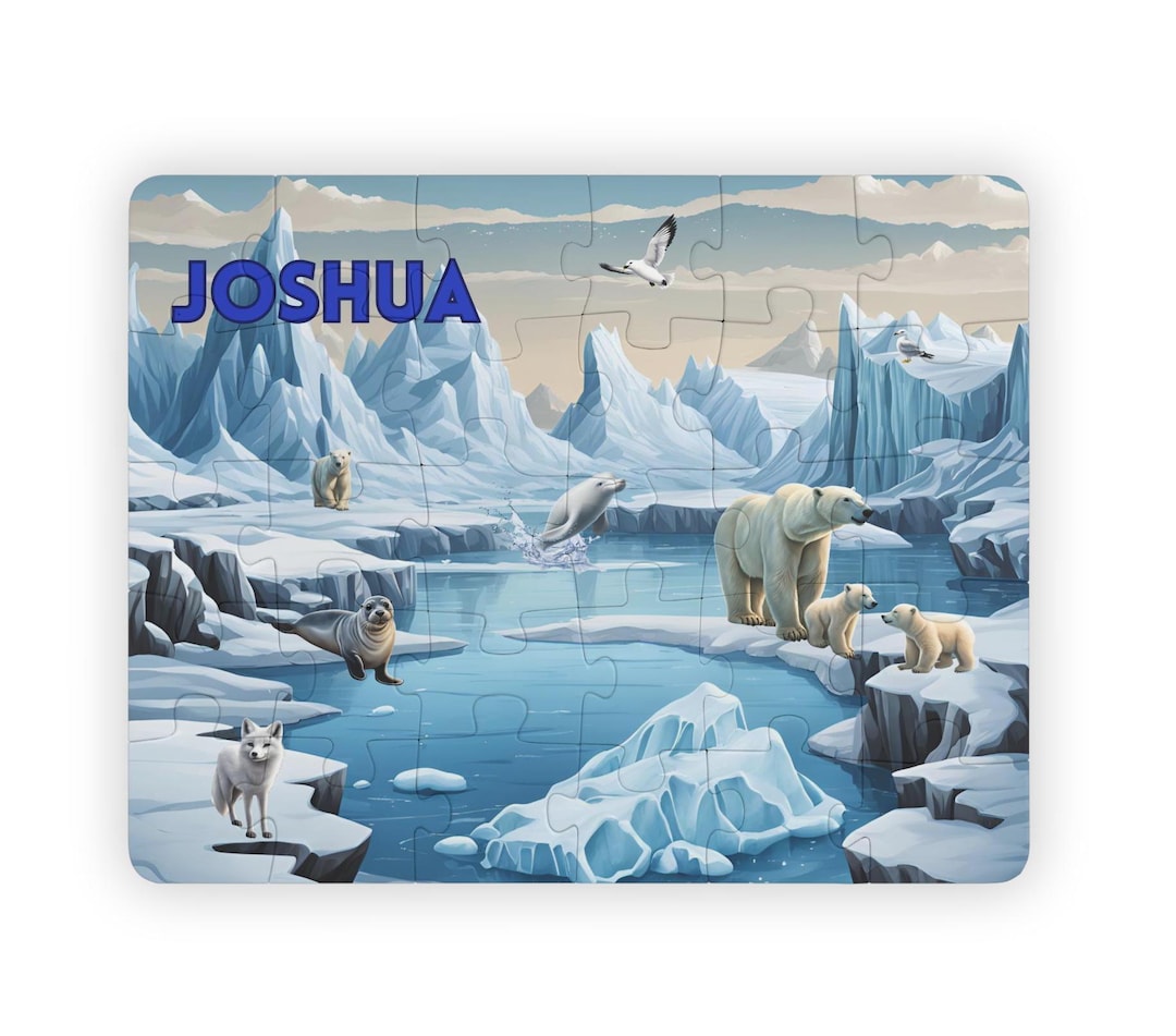 Personalized Kid's Puzzle, 30-piece, Artic Animals, Polar Bear, Seal ...