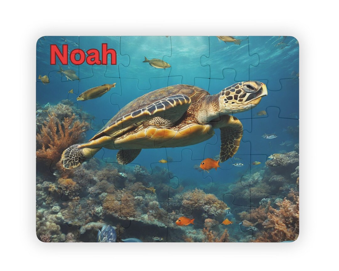 Personalized Kids Puzzle, 30-piece, Sea Turtle Puzzle, Personalized ...
