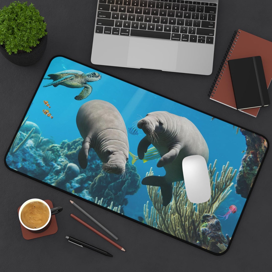 Manatee Desk Mat, Ocean Desk Mat, Manatee Mouse Pad, Desk Decor,home Decor, Gift for Friend,gift ...