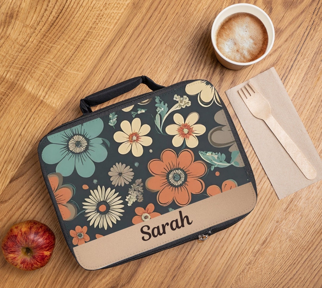 Personalized Lunch Bag, Floral Lunch Bag, Custom Name Lunch Bag, Custom ...