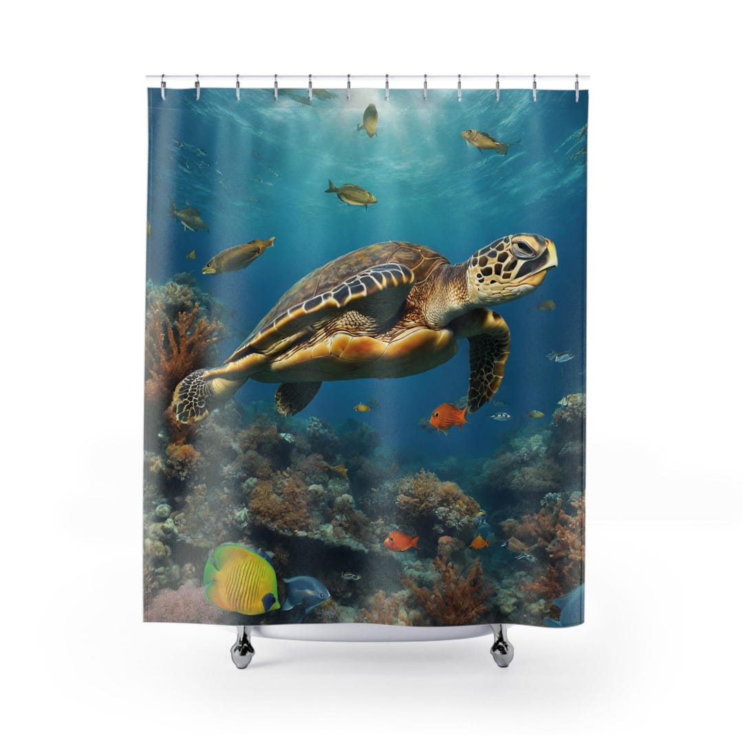 Sea Turtle Shower Curtains, Ocean Bathroom Decor, Nature Bathroom Decor ...