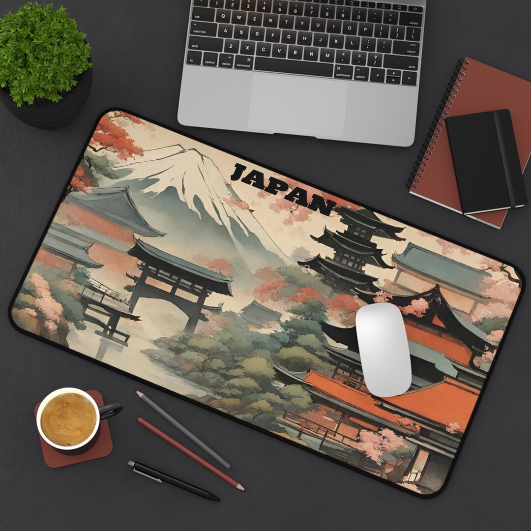 Desk Mat, Japanese Themed, Home Office Decor, Dorm Room Decor, Office ...