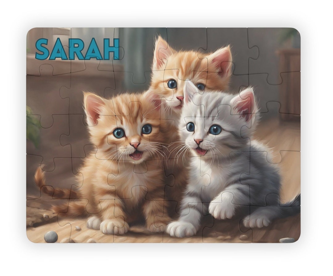 Personalized Kids' Puzzle, 30-piece, Kitten Puzzle, Personalized Name ...