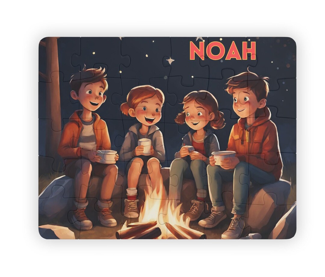 Personalized Kids' Puzzle, 30-piece, Kids Campfire, Custom Name Puzzle ...
