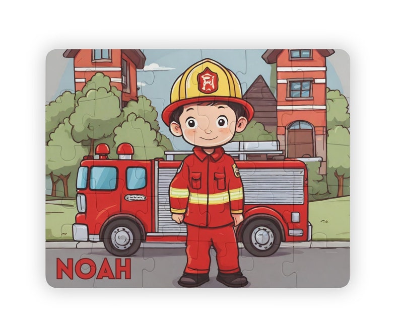 Personalized Kid Puzzle 30 Pcs Fireman, Custom Name Puzzle, Kid Puzzle ...