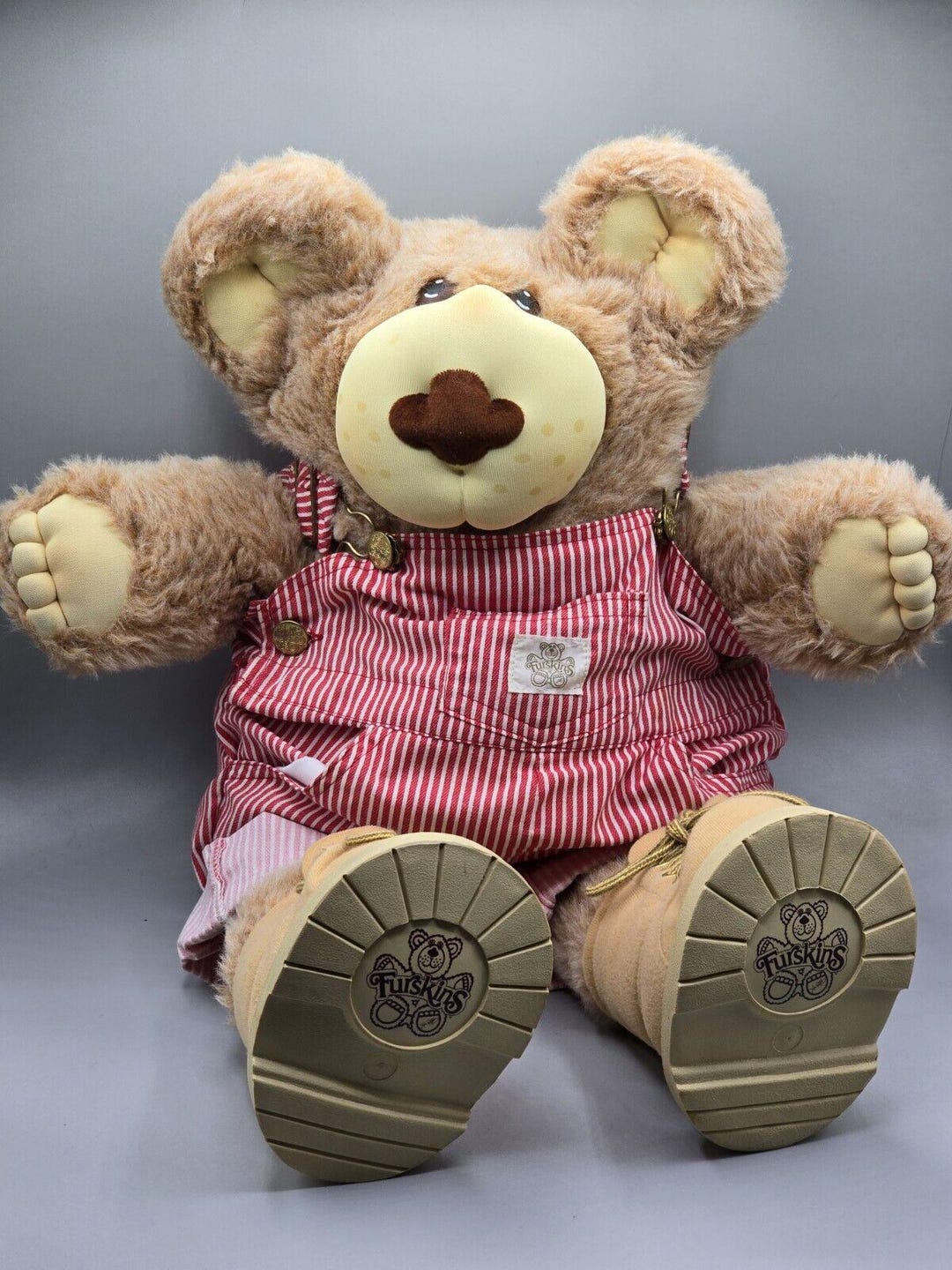 Furskins 1980s LG 23" Xavier Roberts Plush Bear Overalls Red Stuffed ...