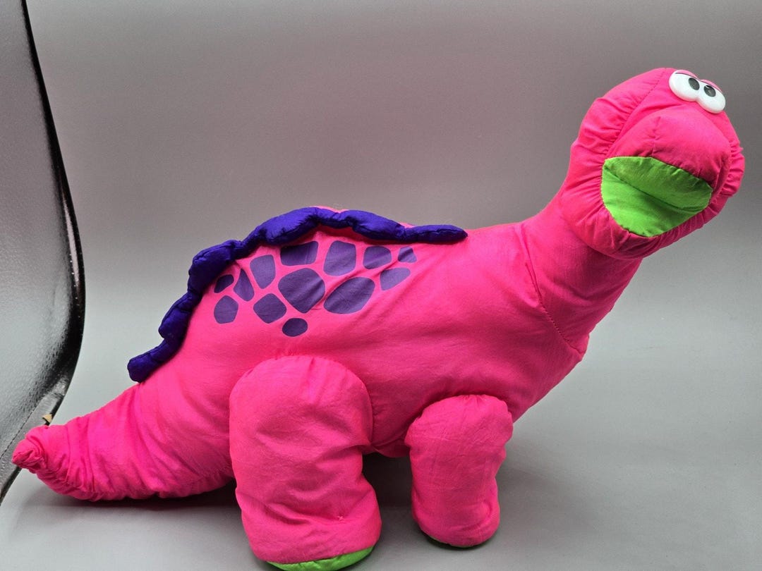 FISHER PRICE Dinosaur Pink Puffalump Brontosaurus Plush W Roar Sound ...