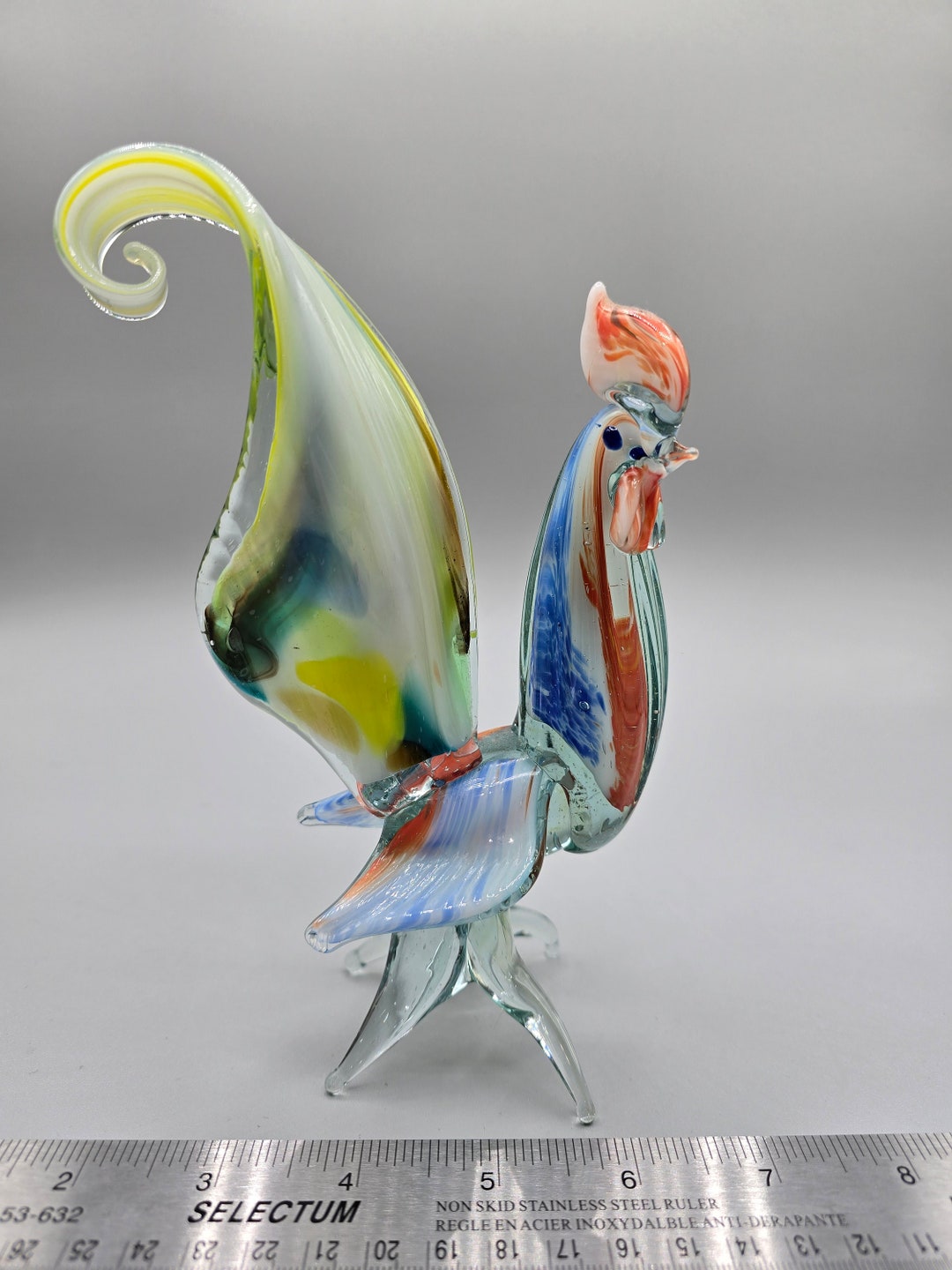 Vintage Colorful Handblown Art Glass Rooster Decor 7.25 Murano - Etsy