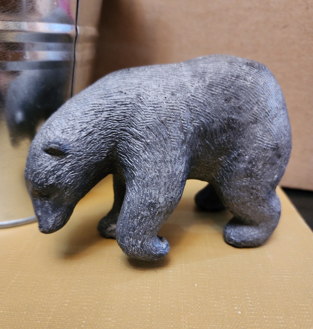 Wolf Original Made in Canada Cast Plaster Simulated Soapstone Bear ...
