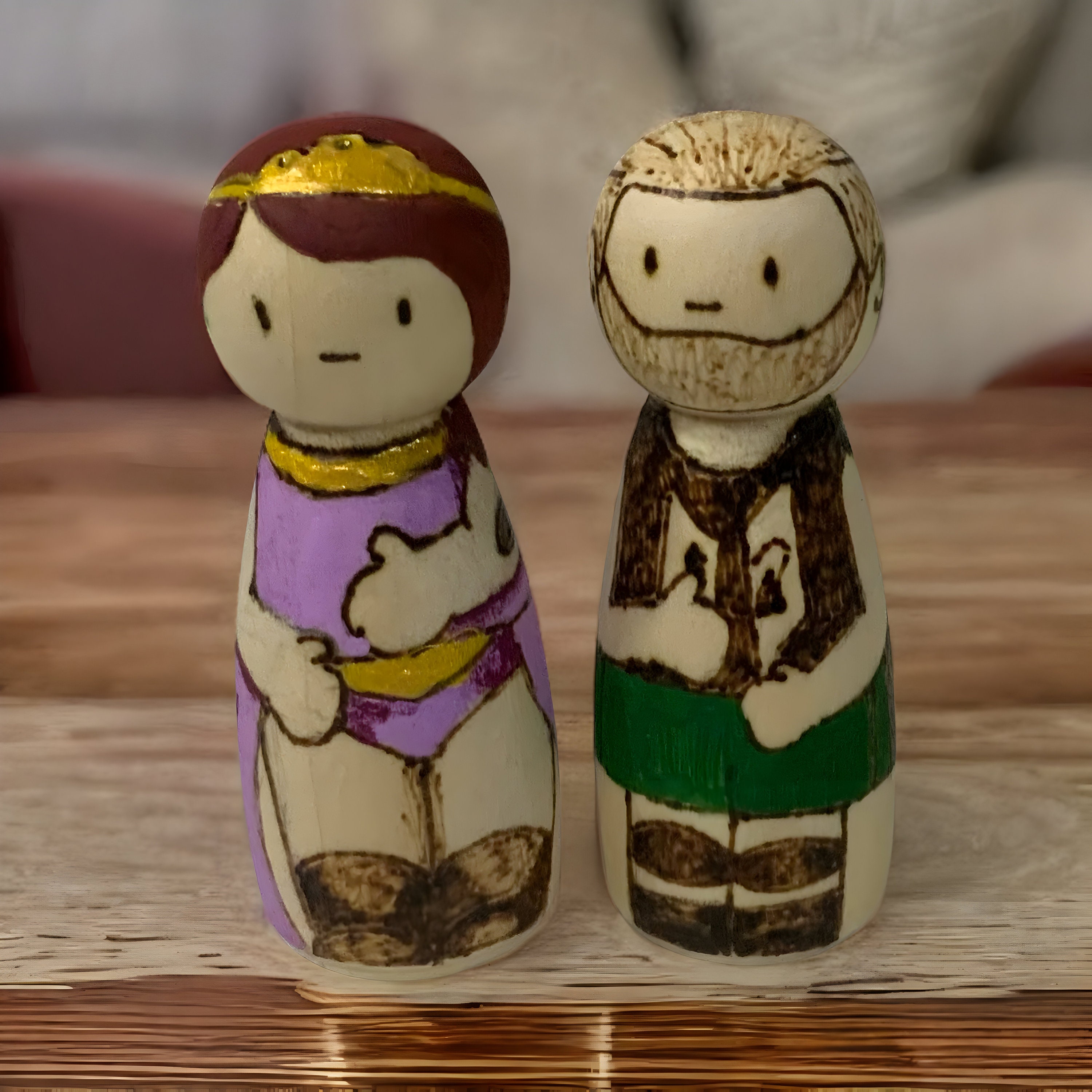 Handmade Wooden Peg Dolls 52 Pcs, Unfinished Peg People Family ...