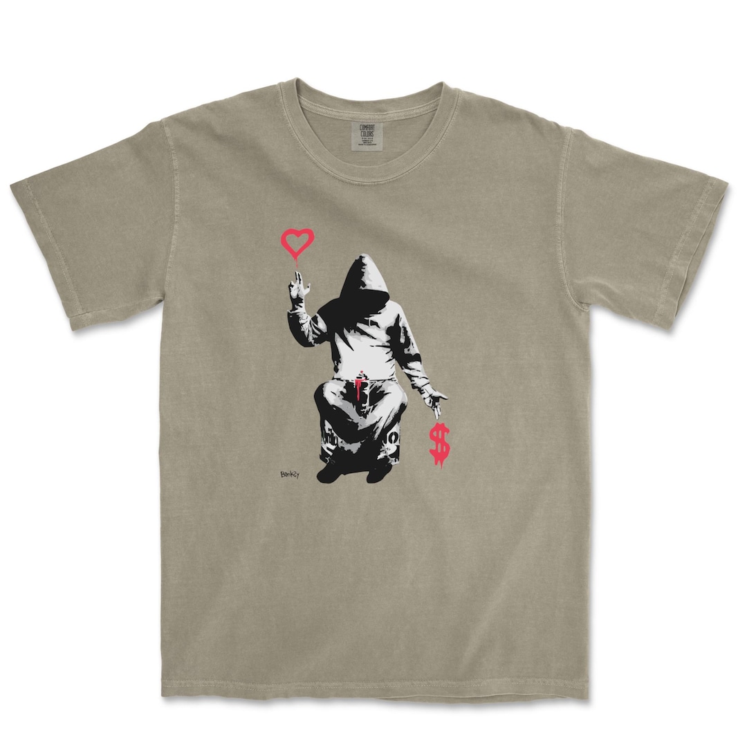 Banksy Love Over Money Garment-dyed T-shirt - Etsy