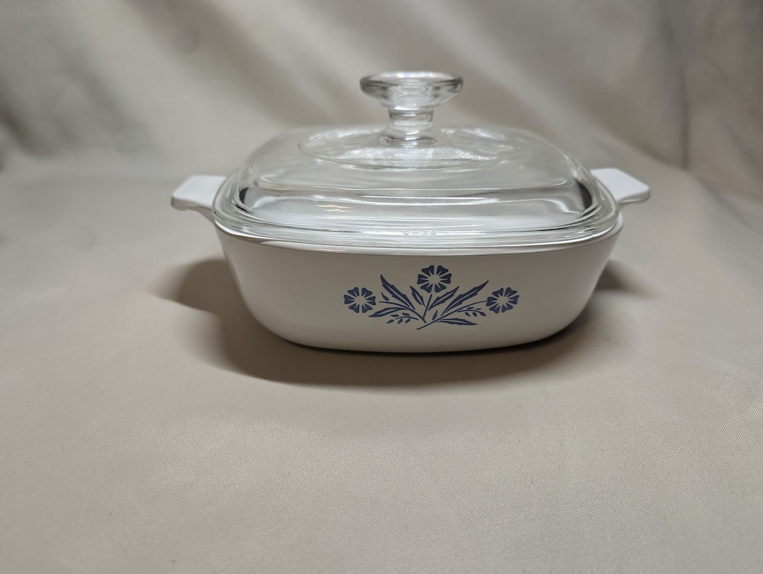 Corning Ware Casserole Dish Blue Cornflower 1 Quart Vintage Cookware ...