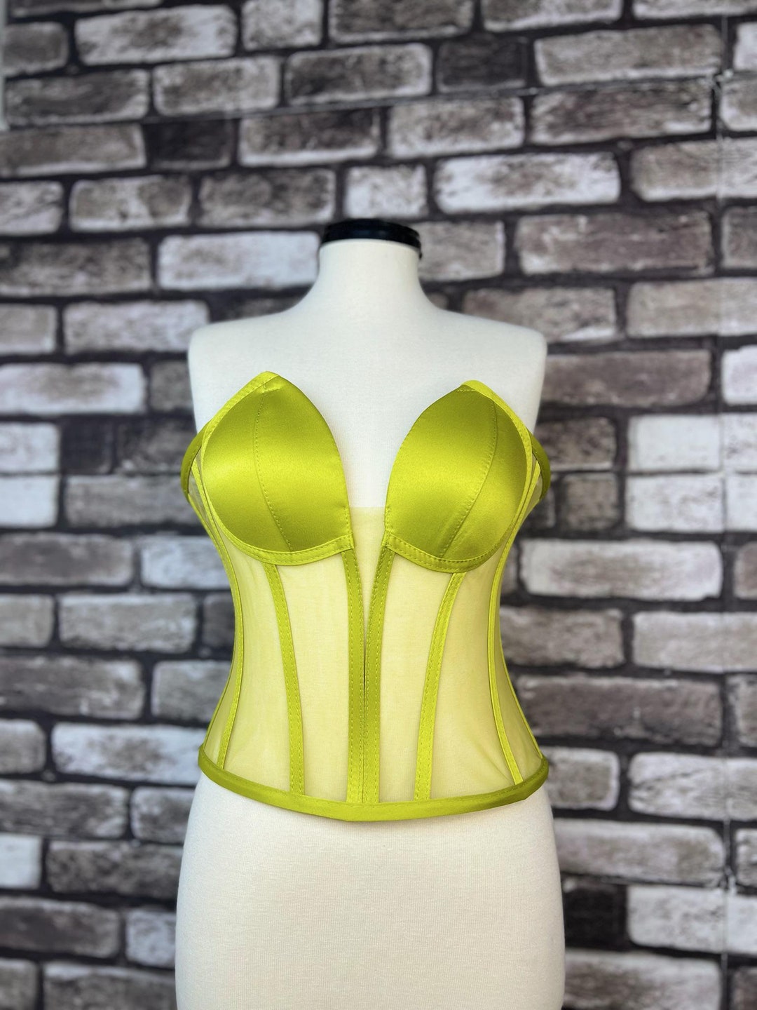 Corset Transparent, Oil Green Color Wedding Corset, Firming Corset ...
