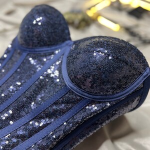 Corset Navy Blue Sequin Corset Sequined Corset Sequined Bustier Black ...