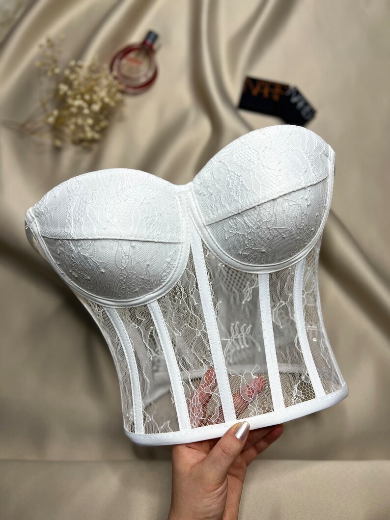 Corset Lace White Bridal Corset Wedding Bustier Friming - Etsy