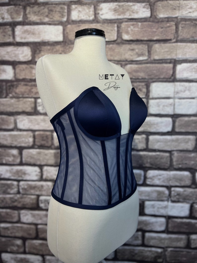 Corset Transparent, Navy Blue Color Wedding Corset, Firming Corset ...