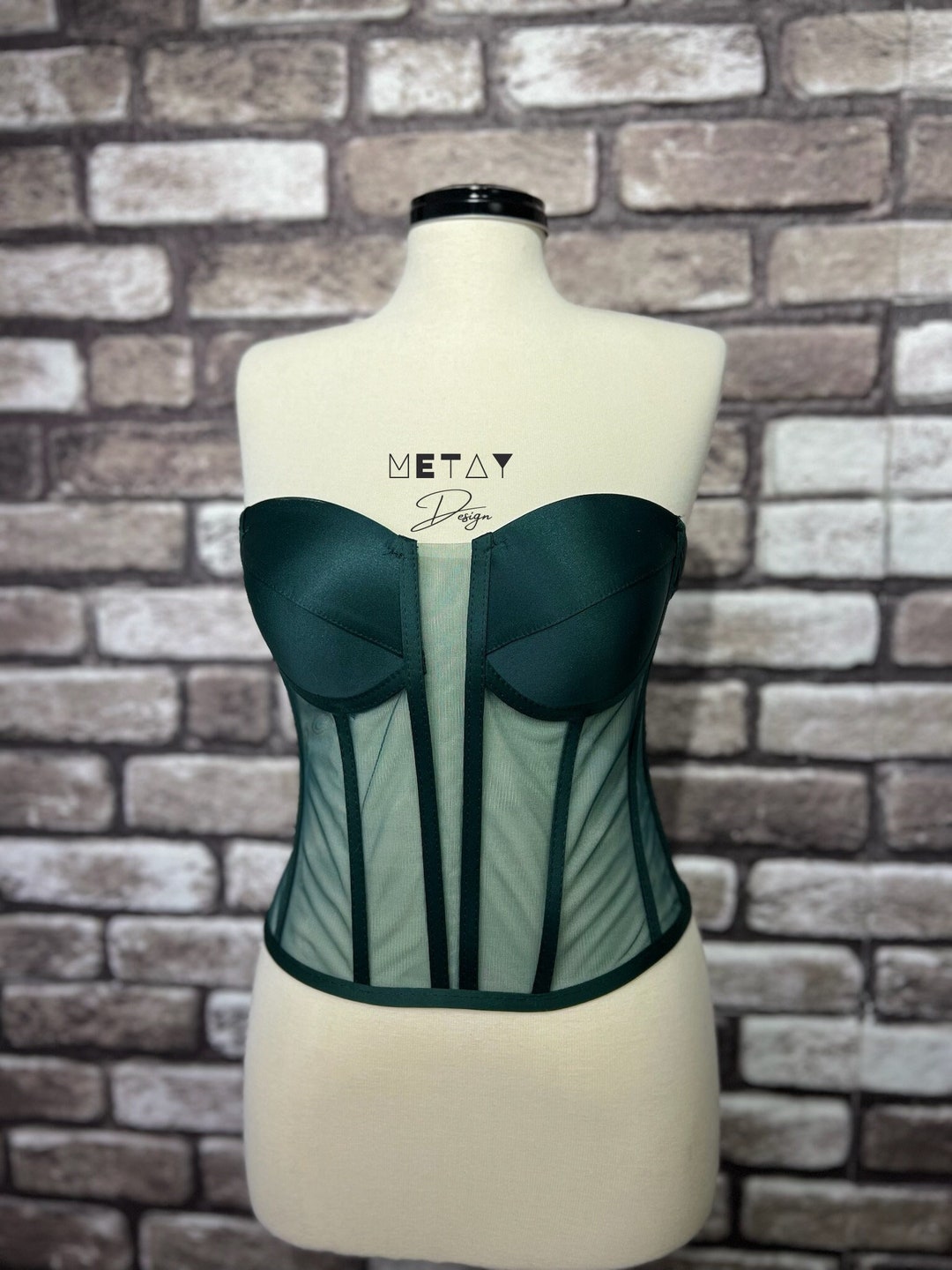 Corset Transparent, Emerald Green Color Wedding Corset, Firming Corset ...