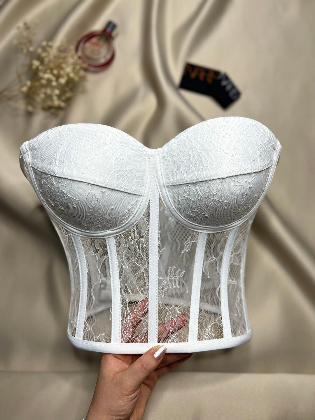 Corset Lace White Bridal Corset Wedding Bustier Friming - Etsy