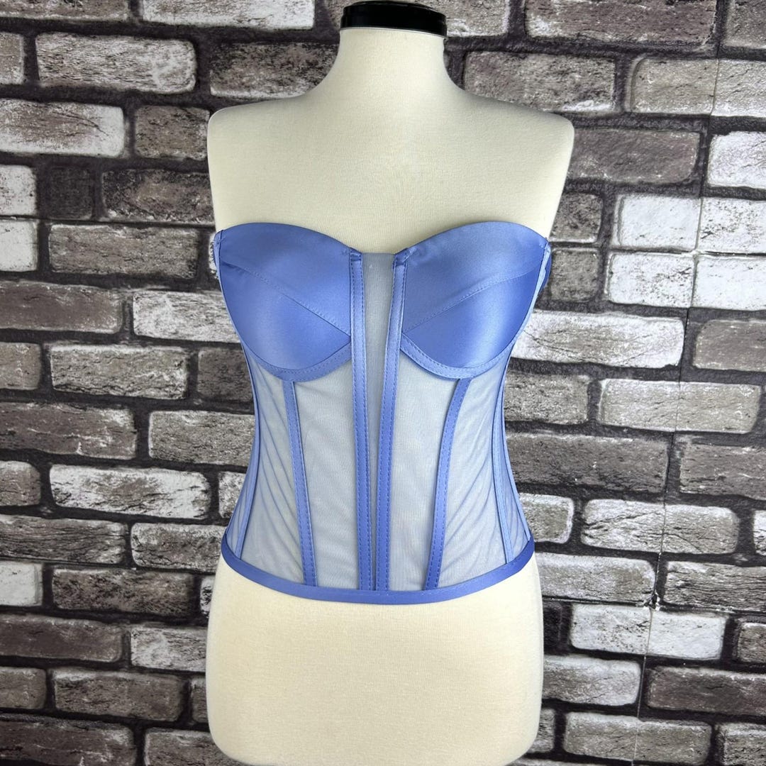 Corset Transparent, İndigo Blue Color Wedding Corset, Firming Corset ...