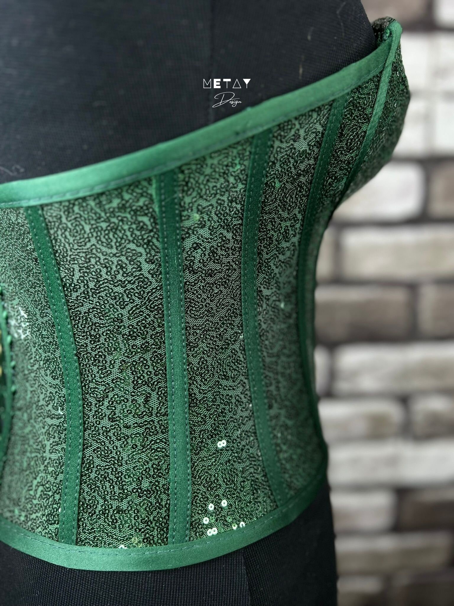 Corset Emerald Green, Sequin Corset, Sequined Corset, Sequined Bustier ...