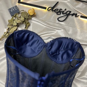 Corset Navy Blue Sequin Corset Sequined Corset Sequined Bustier Black ...