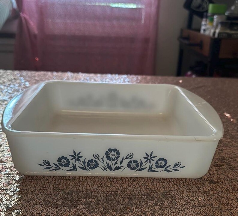 Vintage Lady Cornelia Glasbake Ovenware 8x8 Square Cake Pan Casserole ...