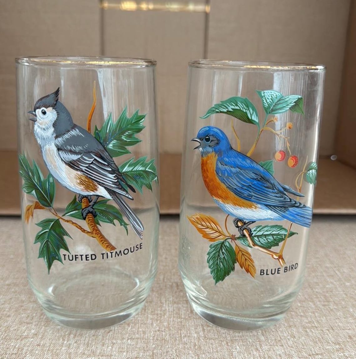 Vintage West Virginia Glass Co Song Birds Pitcher & Six Drinking ...
