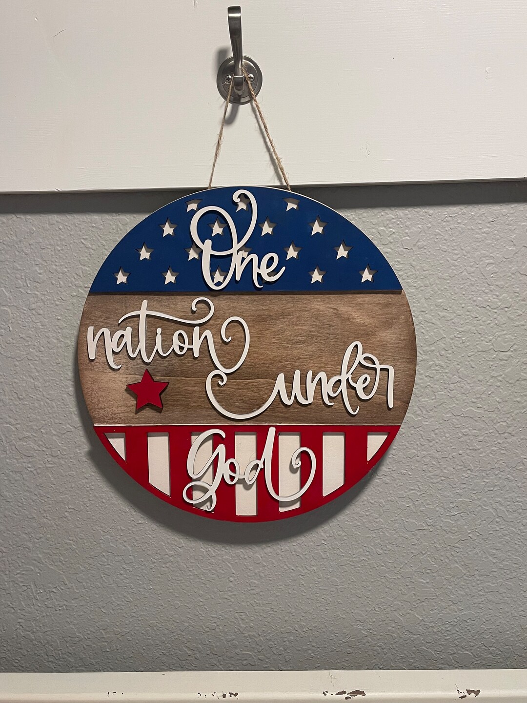 American Flag Laser Cut Door Hanger/sign/memorial Day/fourth of July ...