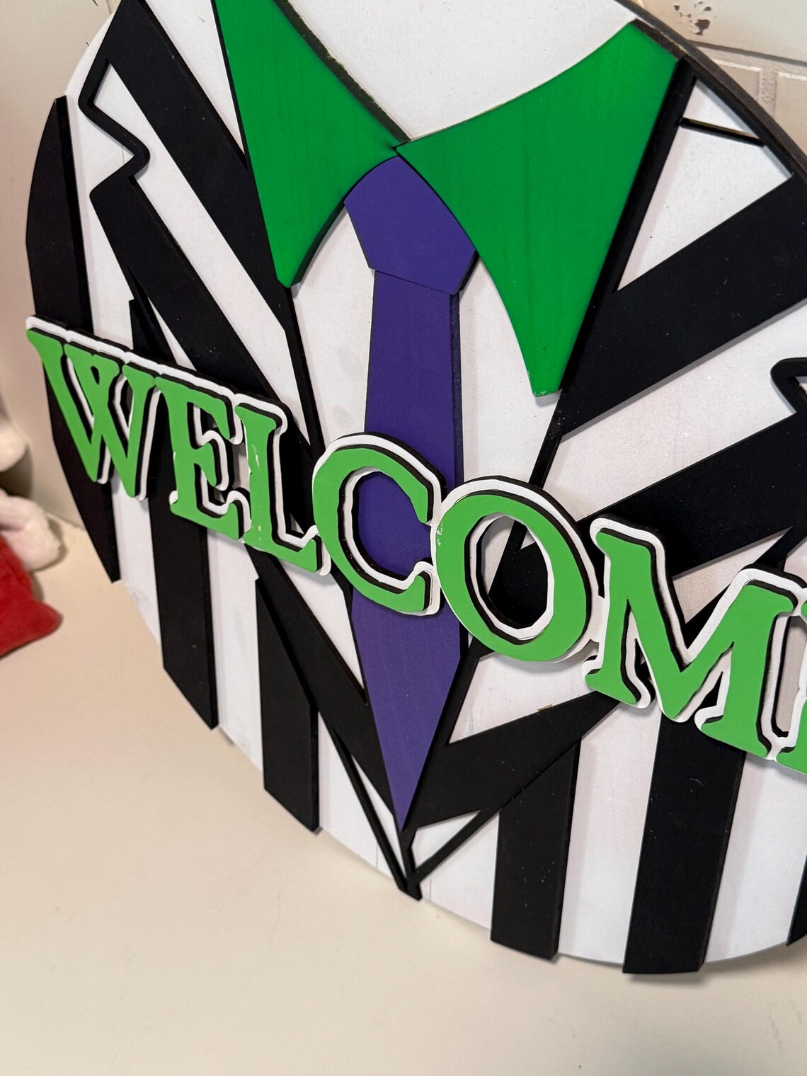 Beetlejuice Halloween Welcome Sign Door Hanger - Etsy