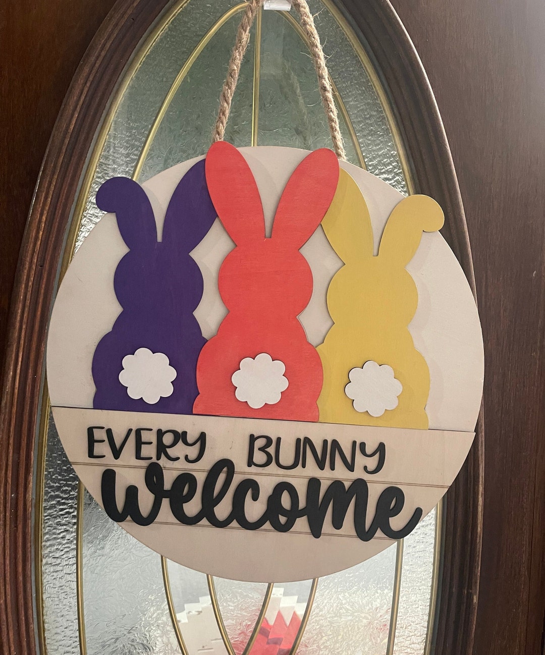 Easter Every Bunny Welcome Door Hanger Sign - Etsy