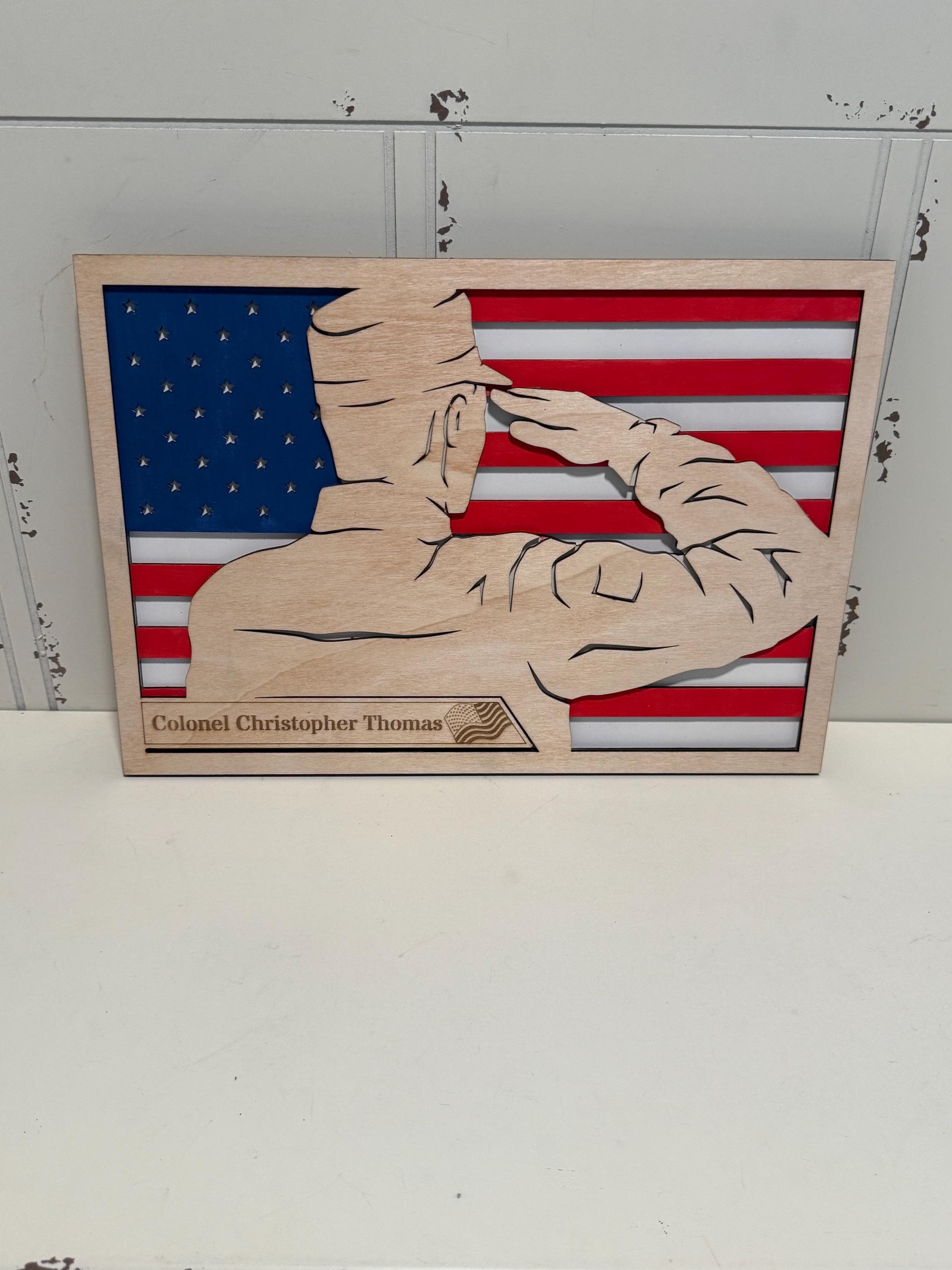 Army Military Soldier Saluting American Flag Plaque Sign - Etsy