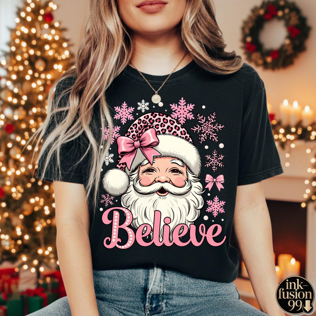 Pink Leopard Santa PNG, Girly Christmas Clipart (digital Download) - Etsy