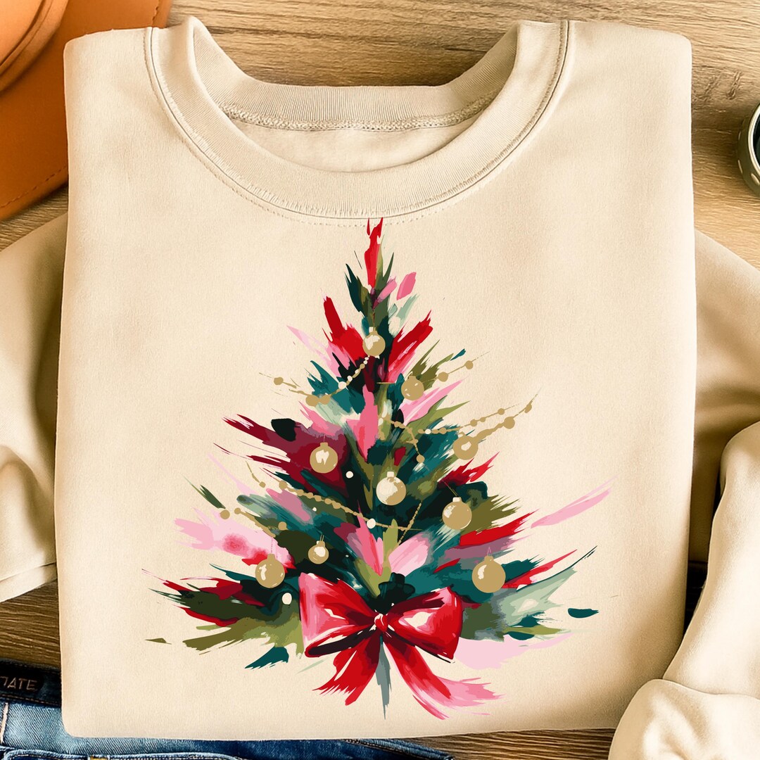 Abstract Christmas Tree PNG, Brushstroke Holiday Clipart (digital ...