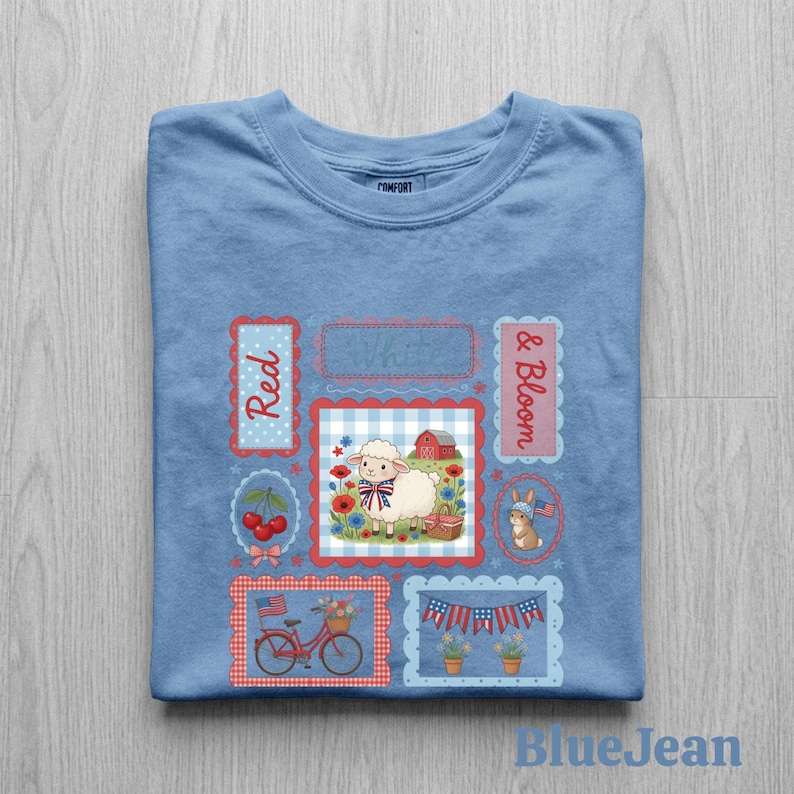 Red White Bloom Folk Art Sheep Shirt, Patriotic Comfort Colors Tee - Etsy