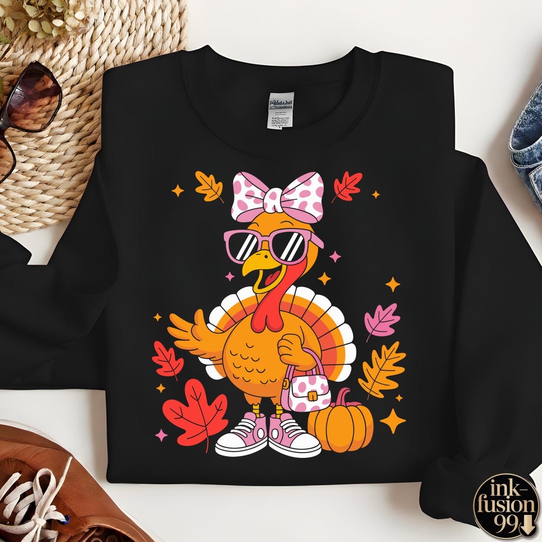 Girly Thanksgiving Turkey PNG: Preppy Fall Clipart (digital Download ...