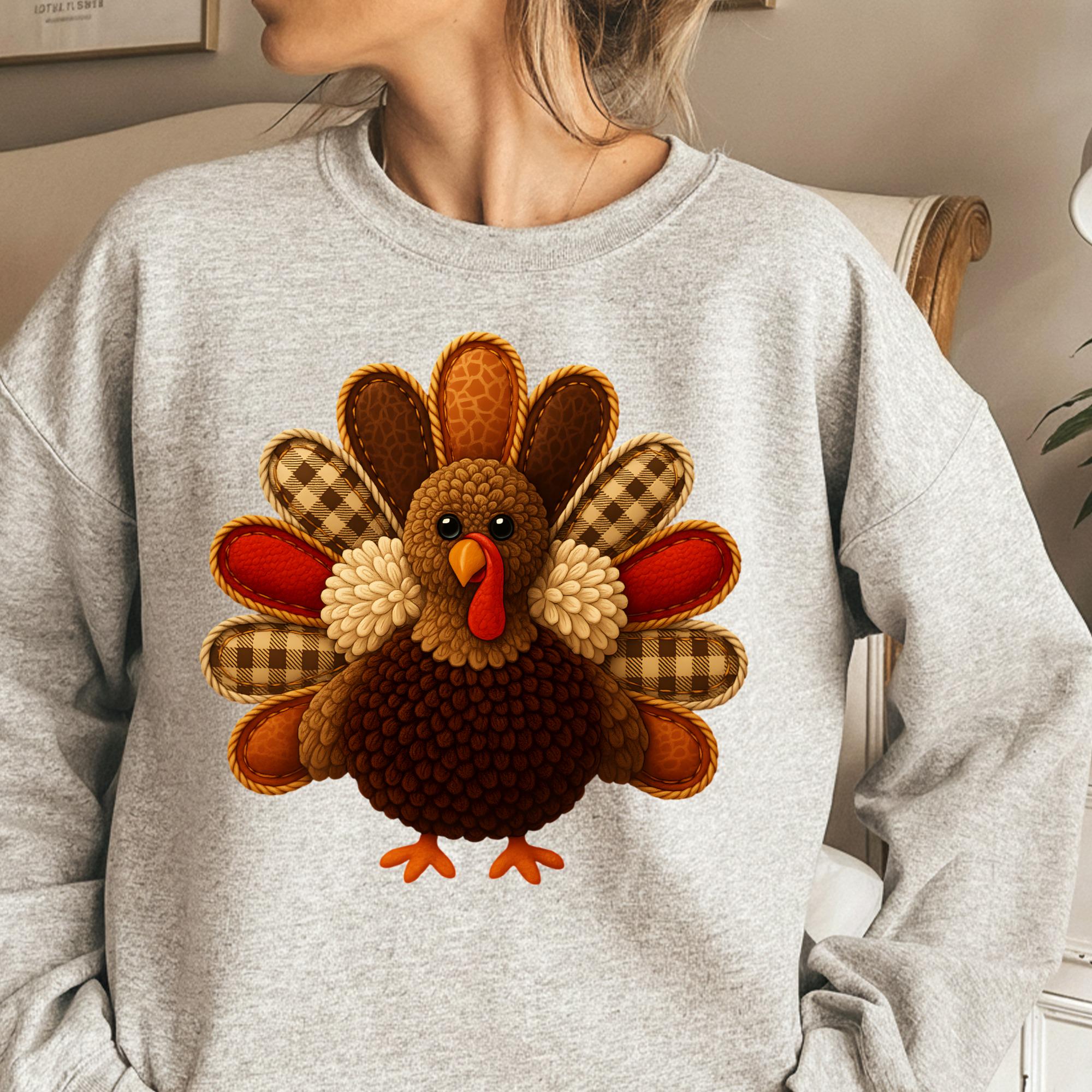 Preppy Thanksgiving Turkey PNG, Leopard Pumpkins, Faux Yarn (digital ...