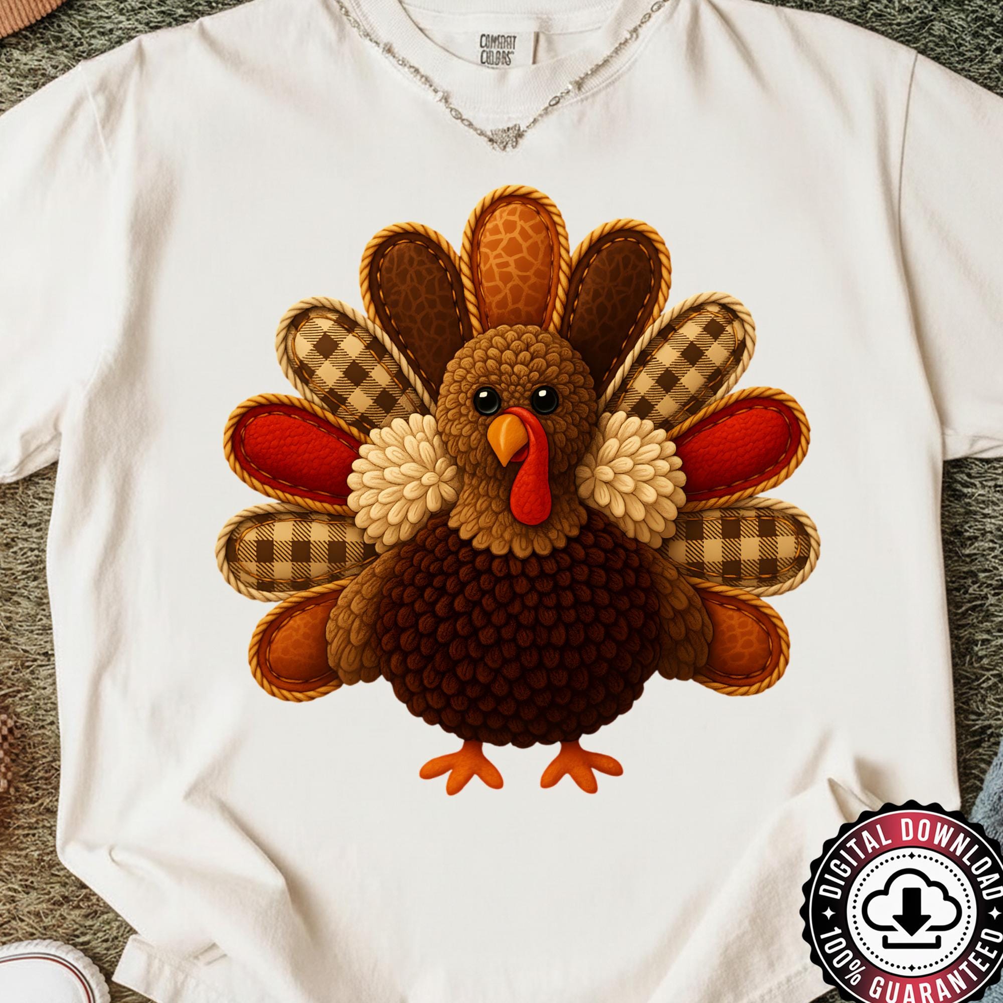 Preppy Thanksgiving Turkey PNG, Leopard Pumpkins, Faux Yarn (digital ...