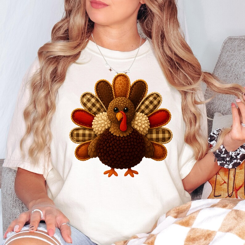 Preppy Thanksgiving Turkey PNG, Leopard Pumpkins, Faux Yarn (digital ...