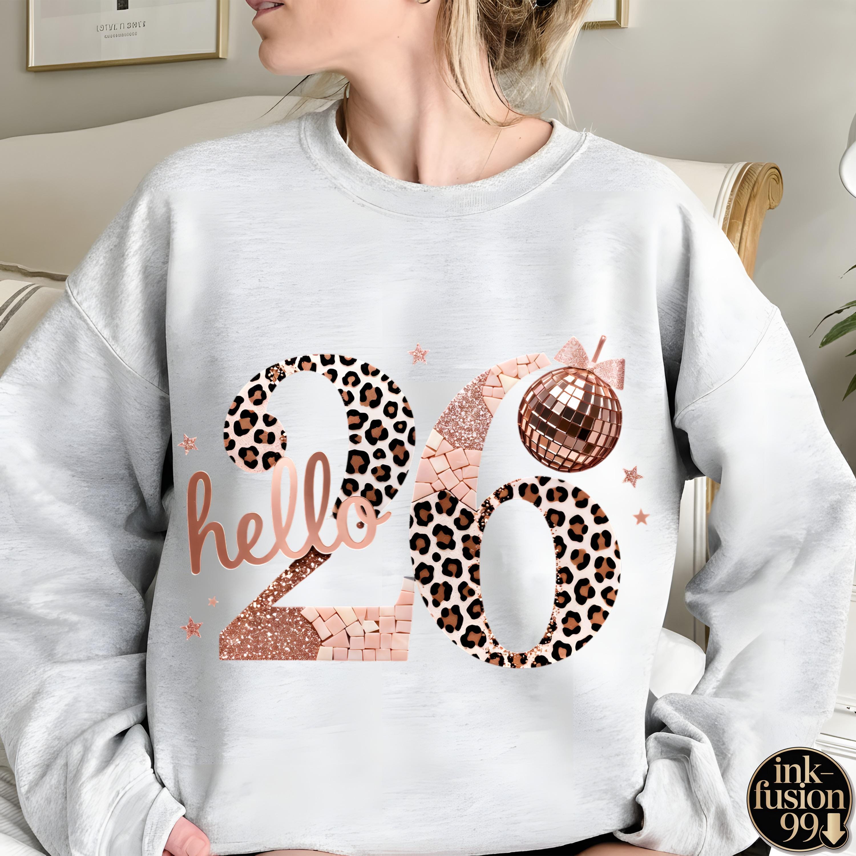 Hello 26 PNG, Leopard Print 26 Clipart, Rose Gold Glitter 26 Art ...