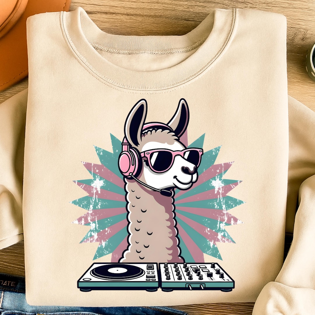 DJ Llama PNG Clipart, Retro Party Animal Design (digital Download) - Etsy